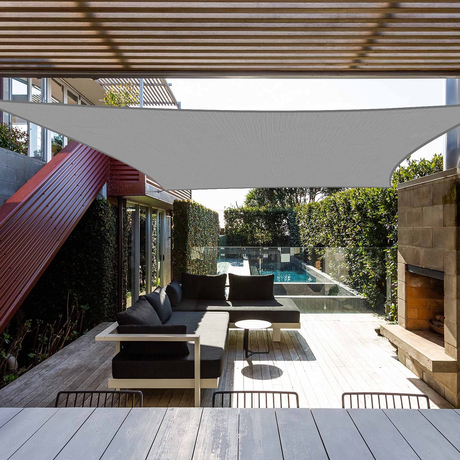 Heavy Duty Shade Sail Sun Canopy Outdoor Garden Awning Cloth UV Block ...