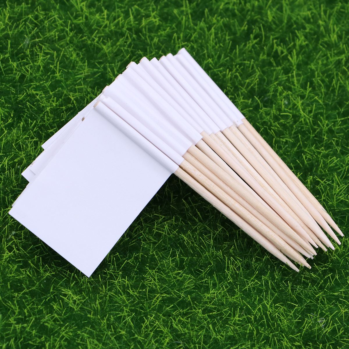 100Pcs Blank Toothpick Flags MINI Cocktail Cupcake Sticks Toppers Party 