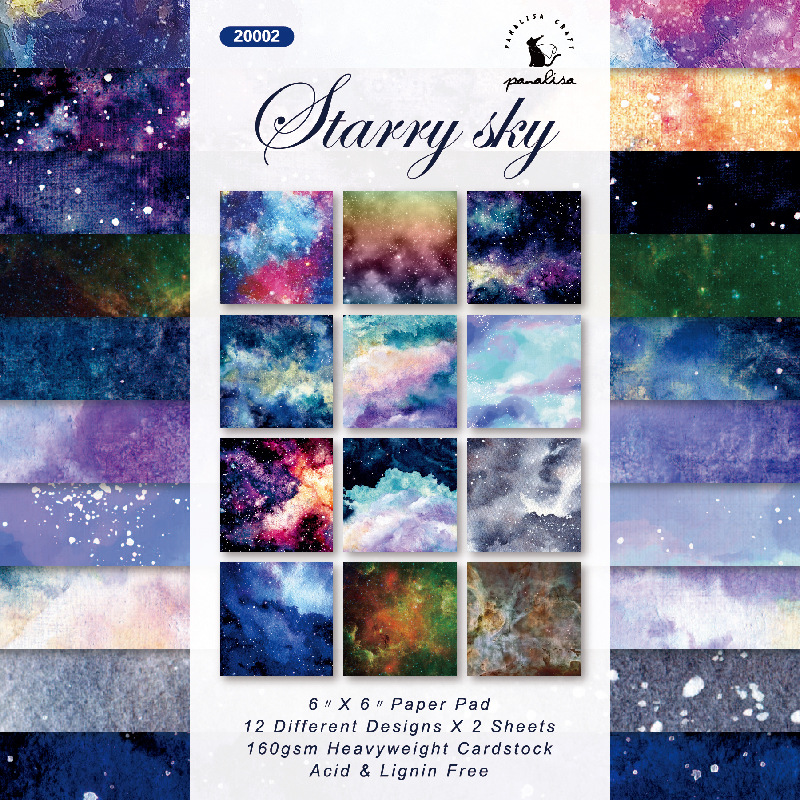 12Pcs 6" Starry Sky Paper Pad Scrapbooking Album Card Decor Craft ...